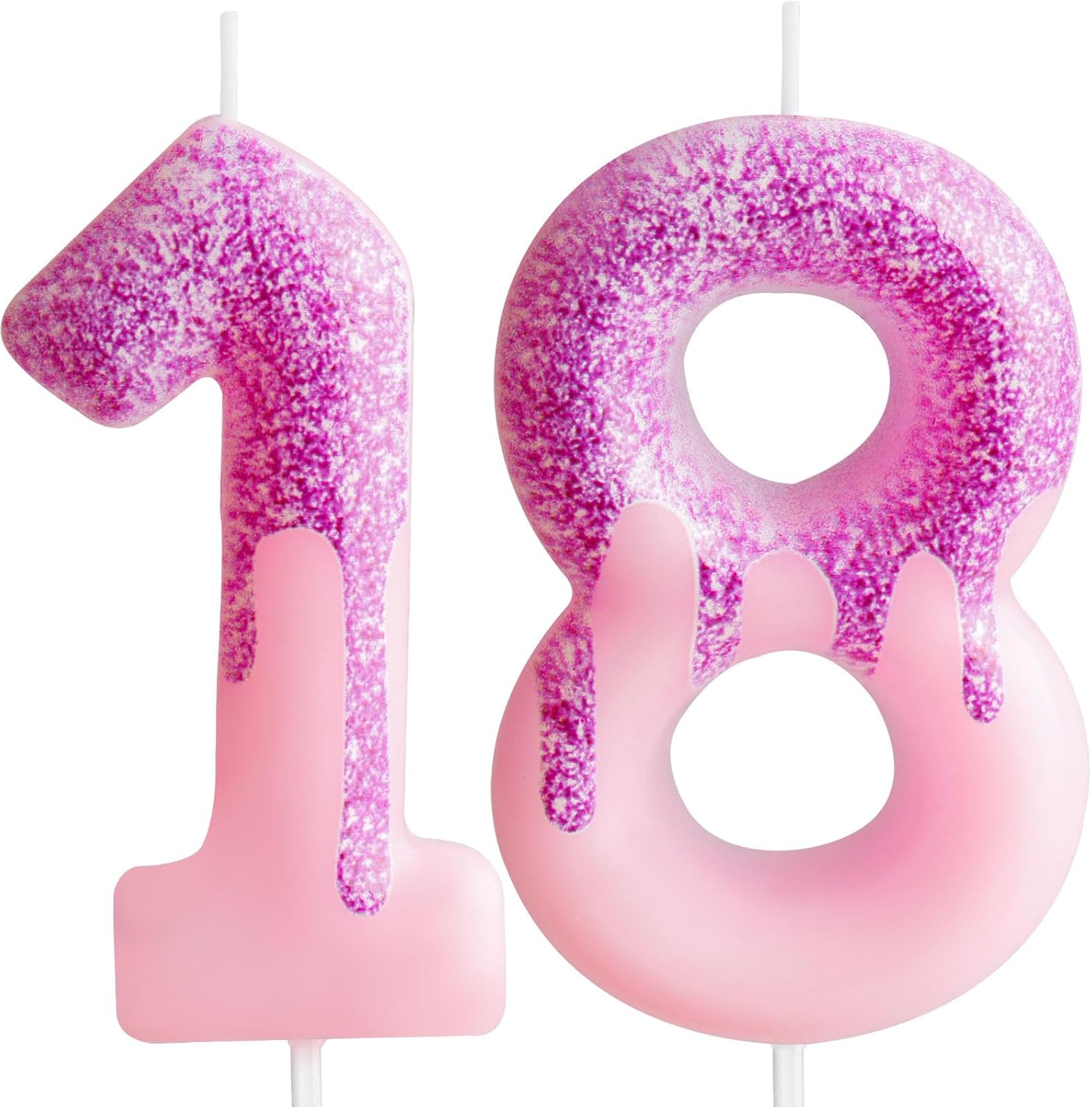 Amazon.com: Pink 18th Birthday Candles Purple Pink Number 18 Candle ...