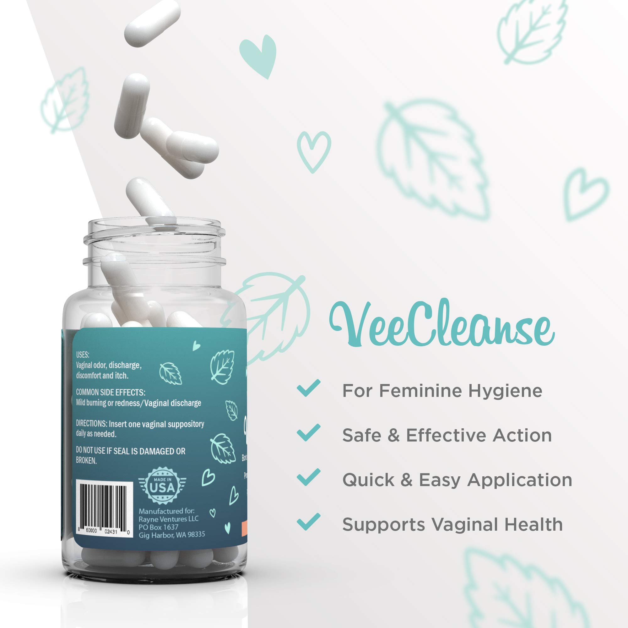 VeeFresh - VeeCleanse Boric Acid Vaginal Suppositories - Vaginal pH ...