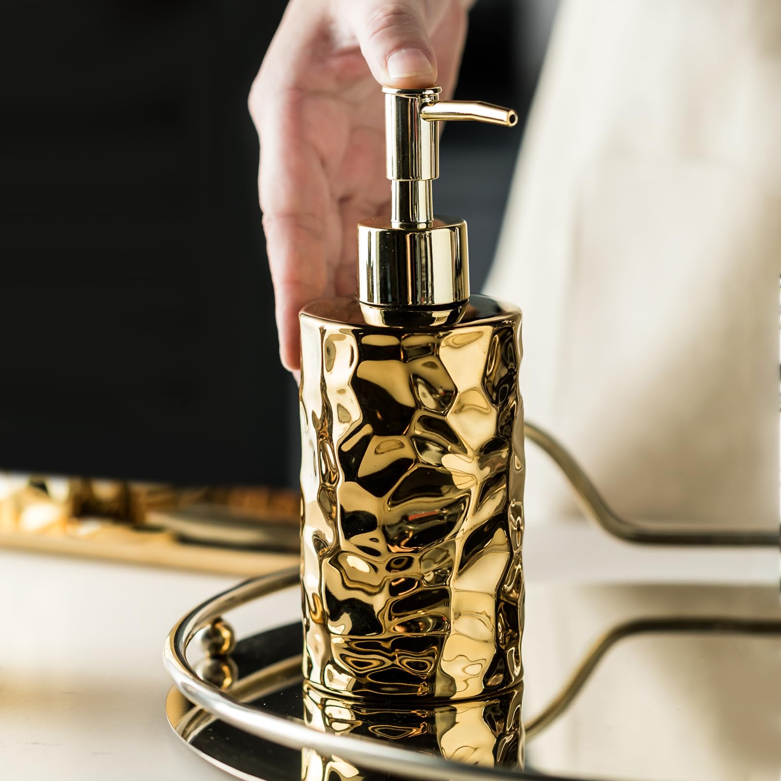 Amazon.com: Gets Gold/Silver Ceramic Soap Dispenser,Refillable Modern ...
