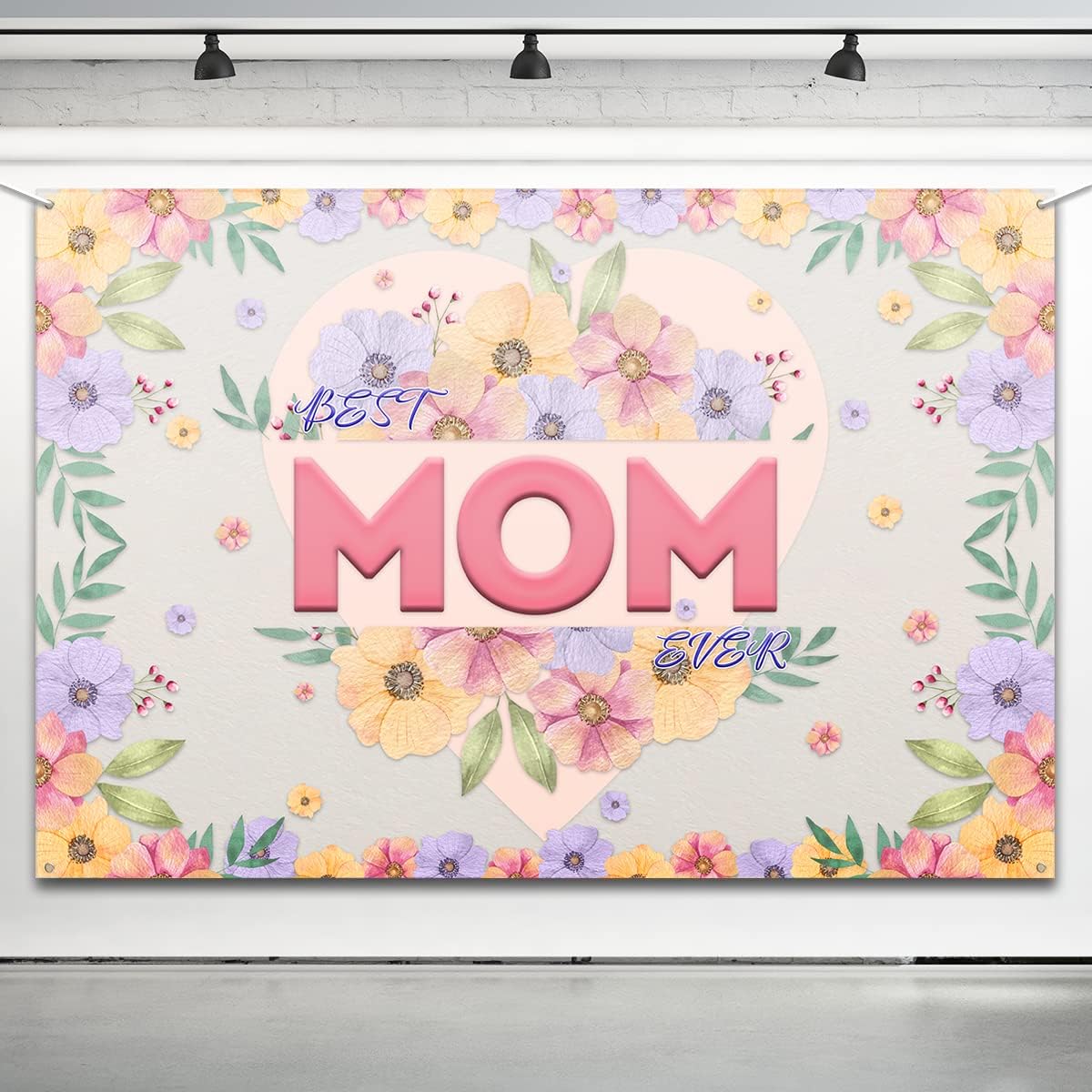 Amazon.com : Mothers Day Backdrop-Best Mom Ever Banner Background Happy ...