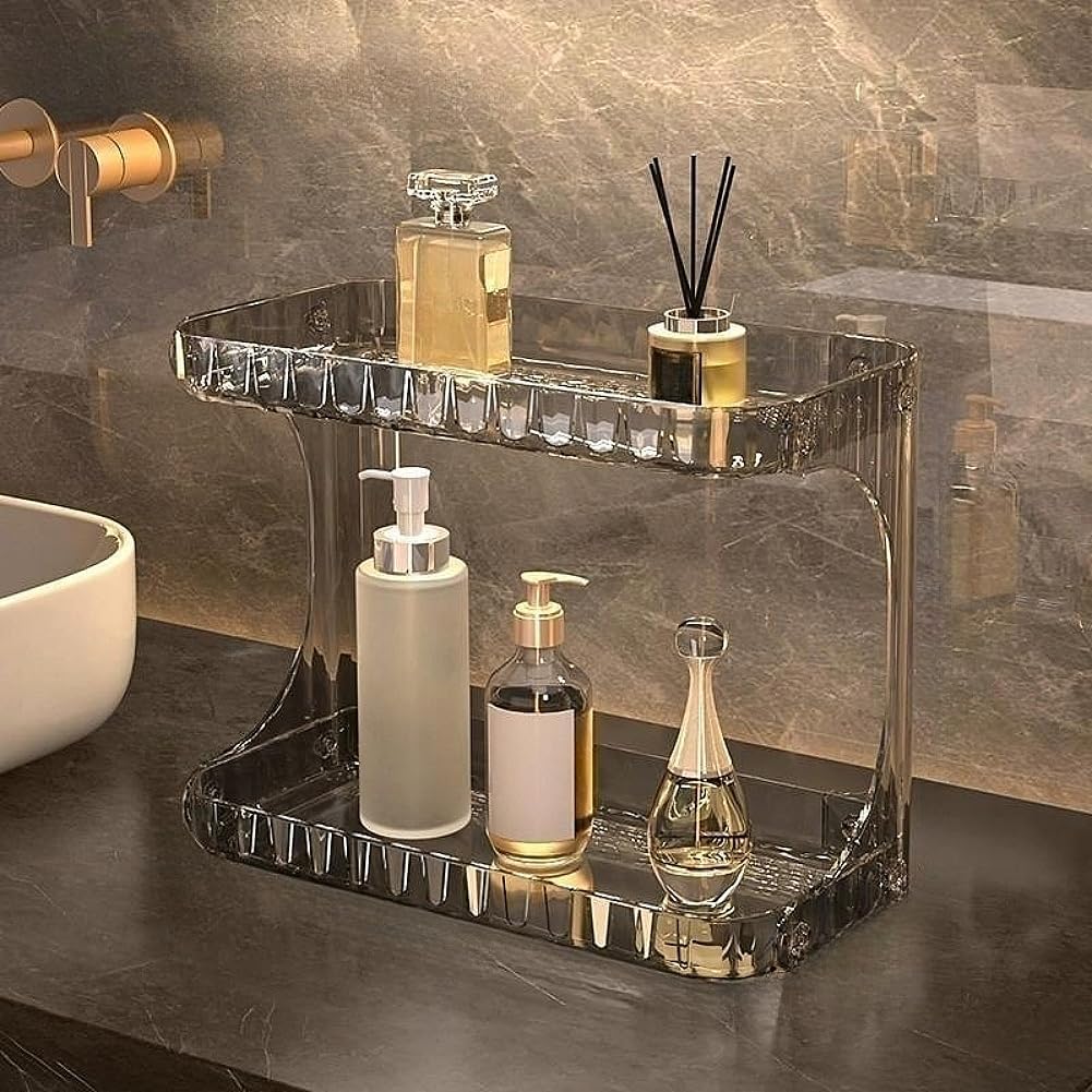 Amazon.com: 2-Tier Makeup Shelf Organizer, Bathroom Countertop Skincare ...