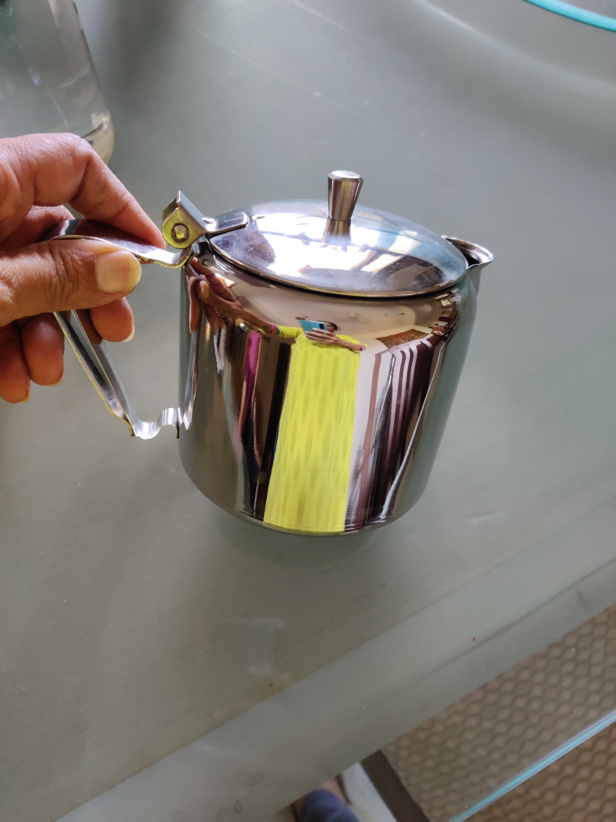 AJAY STEEL Stainless Steel Tea Serving Pot with Handle, Medium 750ml ...