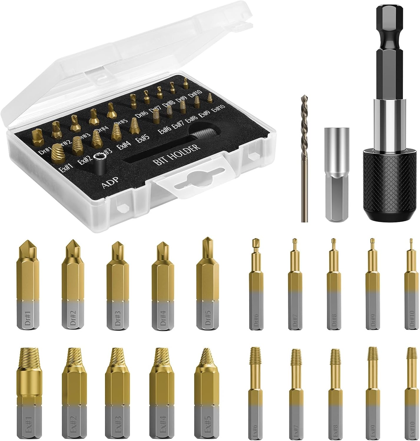 Nuovoware Damaged Screw Extractor Set, 22 PCS Easy Out Stripped Screw ...