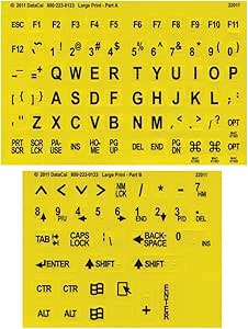 Amazon.com: Large Print- Braille Keyboard Labels- Black on Yellow ...