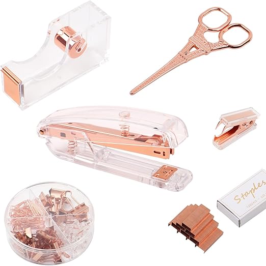 Büro Zubehör Set Rosegold, DaizySight Bürobedarf Aesthetic Deko - mit ...