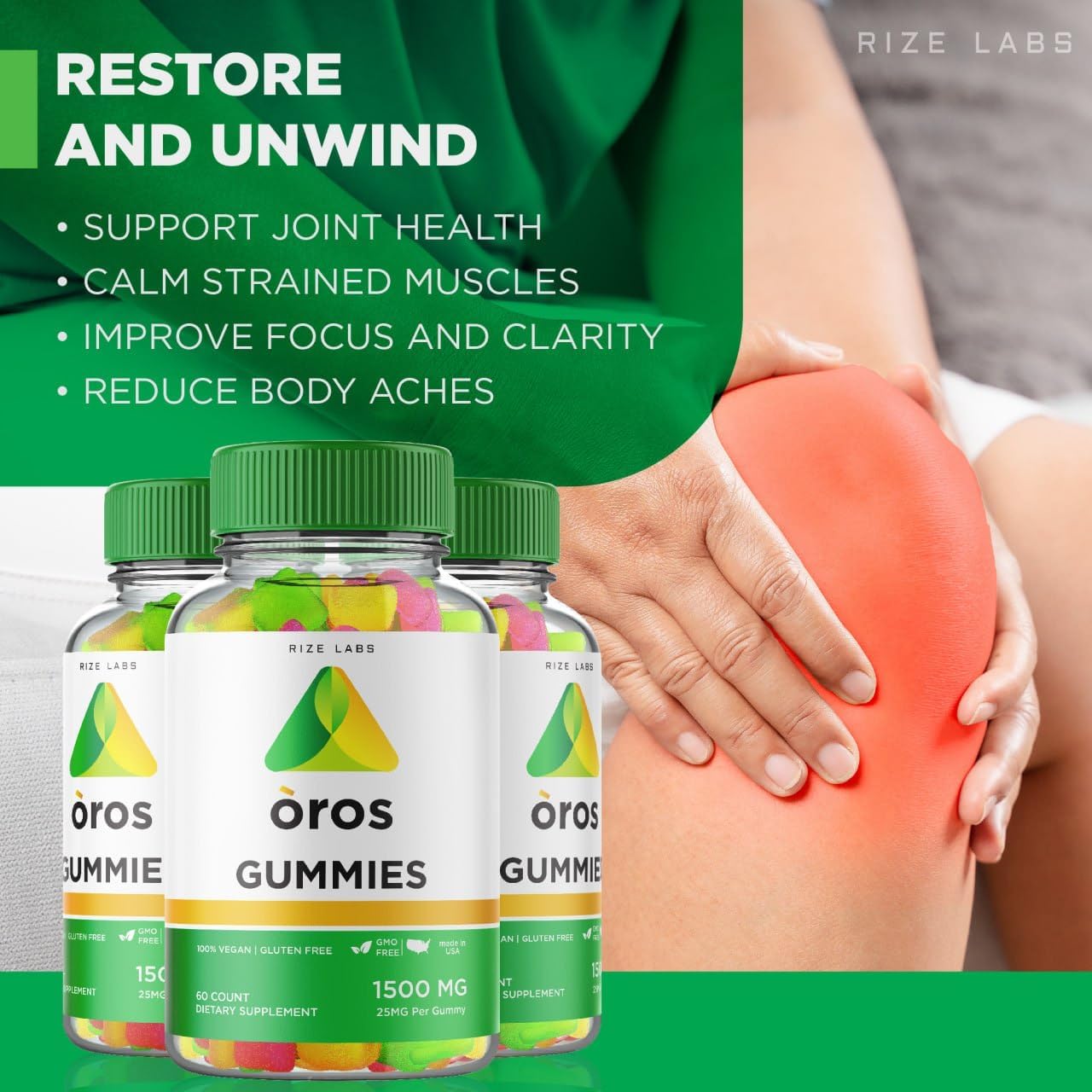 rize labs Paquete de 3 gomitas OROS, suplemento dietético OROS, fórmula ...