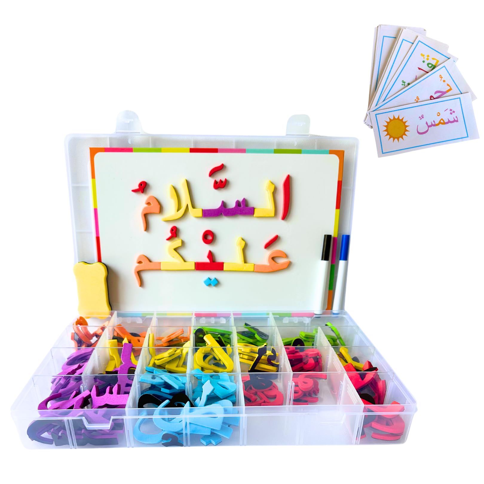 Colorful Arabic Magnetic Letters with Magnetic Board & Storage Box - 2 ...