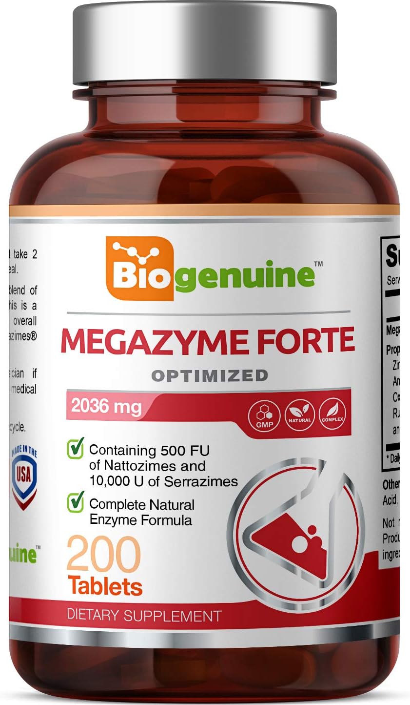 Amazon.com: Biogenuine Megazyme Forte 200 Tablets - Natural Plant ...