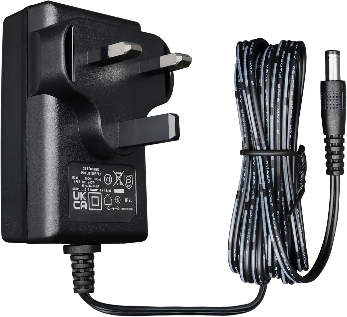15V 1A 15W 1.8M Long Power Supply Adapter, AC DC Switching Adapter ...