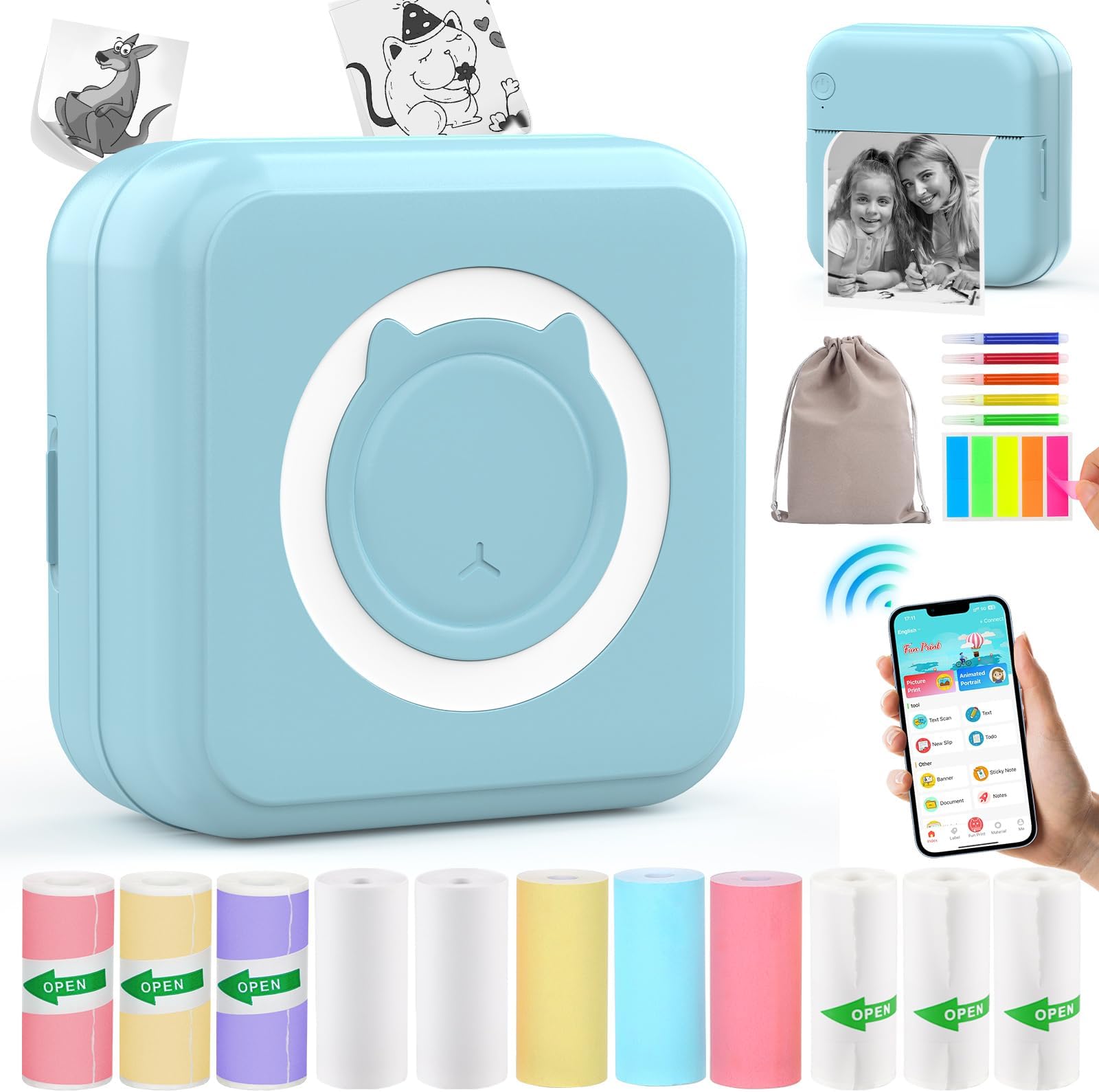 Amazon.com : LabelMore Inkless Sticker Printer, Mini Pocket Printer ...