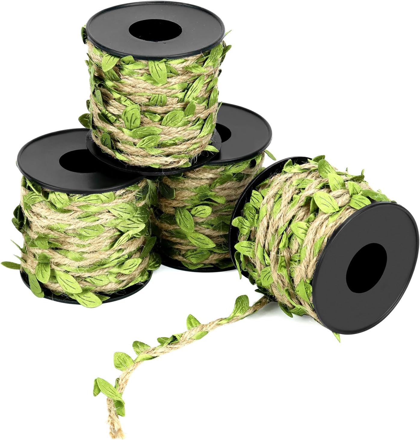 Amazon.com: QWORK 33ft Natural Jute Twine with Artificial Green Leaves ...