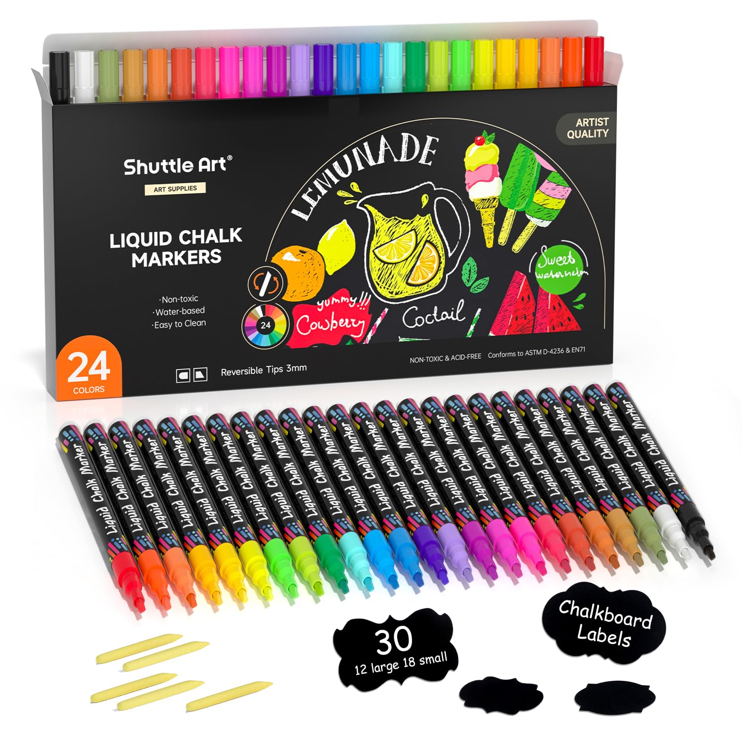 Snapklik.com : Shuttle Art Chalk Markers, 24 Vibrant Colors Liquid ...