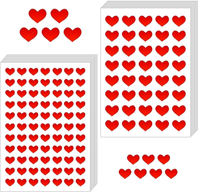 Amazon.com: BLMHTWO 1404 Red Heart Stickers, Copperplate Paper ...