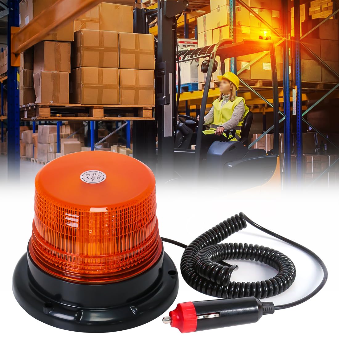 12-80V Emergency Beacon For Vehicles 30 LED Amber Forklift 30W Vehicle ...
