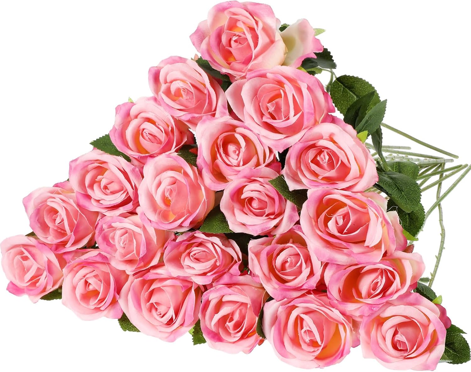 Hotop 20 rosas artificiales de seda realistas con tallo largo, ramo de ...