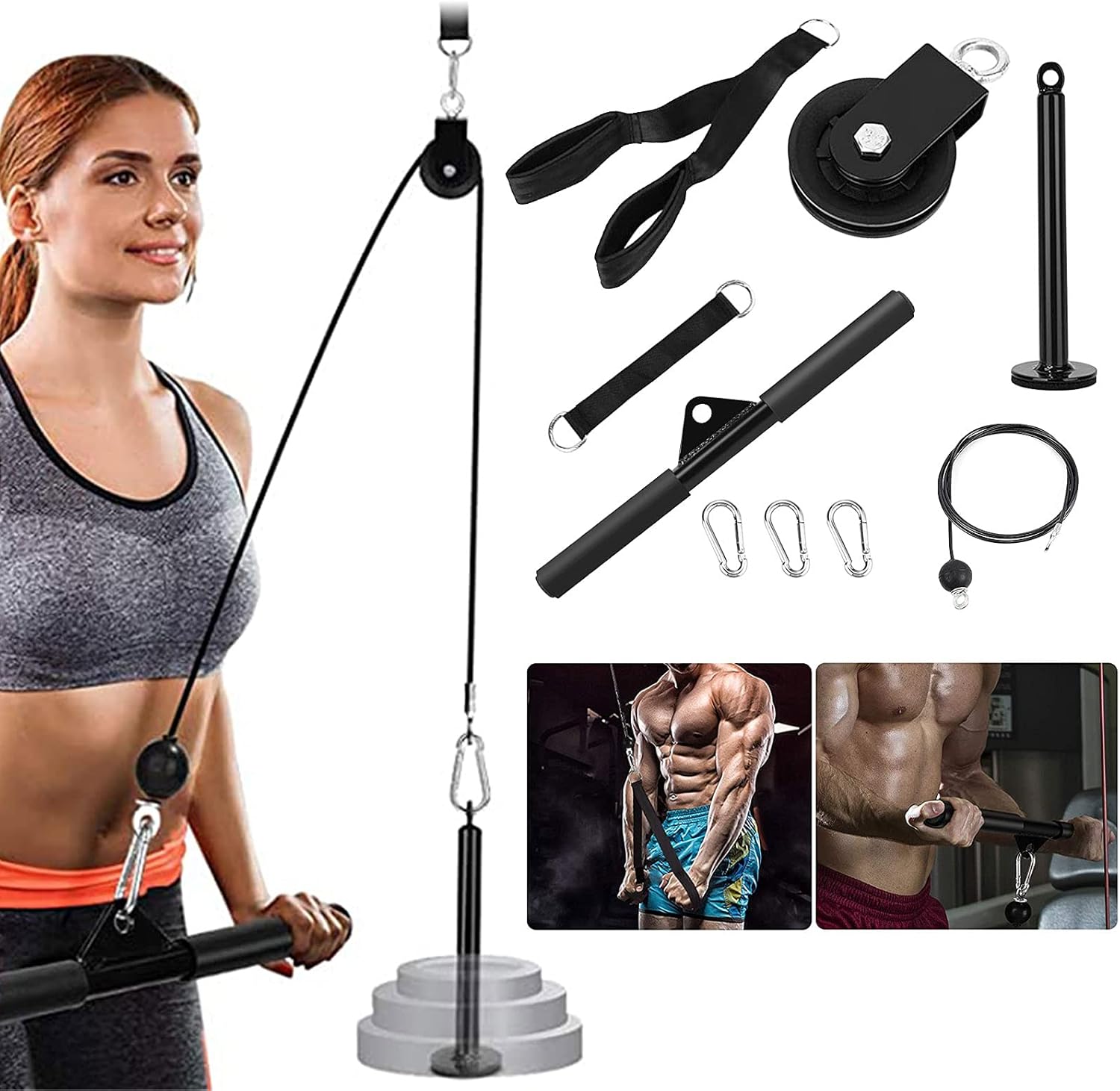 WingFly DIY Pulley Cable System, 2M Fitness Cable Pulley Machine Home ...