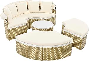 Amazon.com: HOMLOVLY 3 Pieces Patio Furniture Set, Couch Chairs Daybed ...