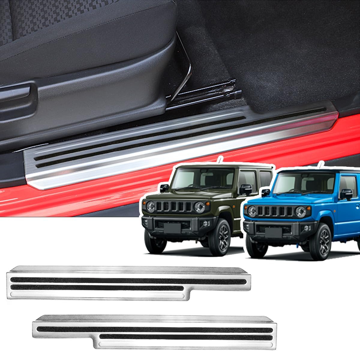 Amazon | Temiry新型ジムニー用 スカッフプレート jb64W jb74W 新型ジムニーシエラ 用サイドガード ステンレス製 耐久 ジムニー jb64 アクセサリー 傷防止 ...