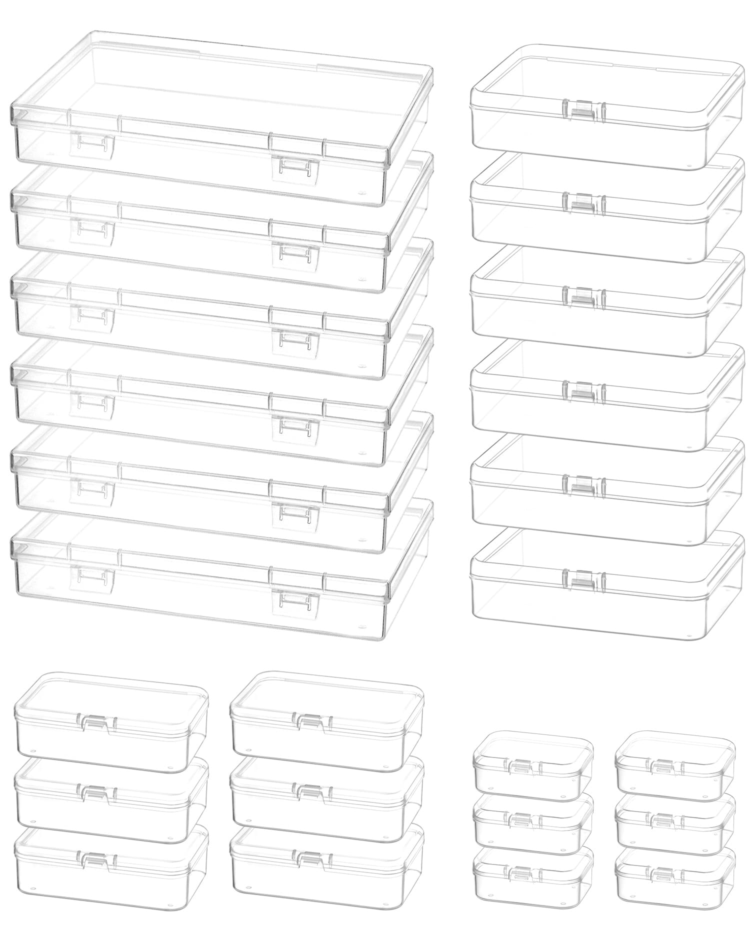 QWORK® Set of 24 Plastic Storage Box with Hinged Lid, Rectangular ...