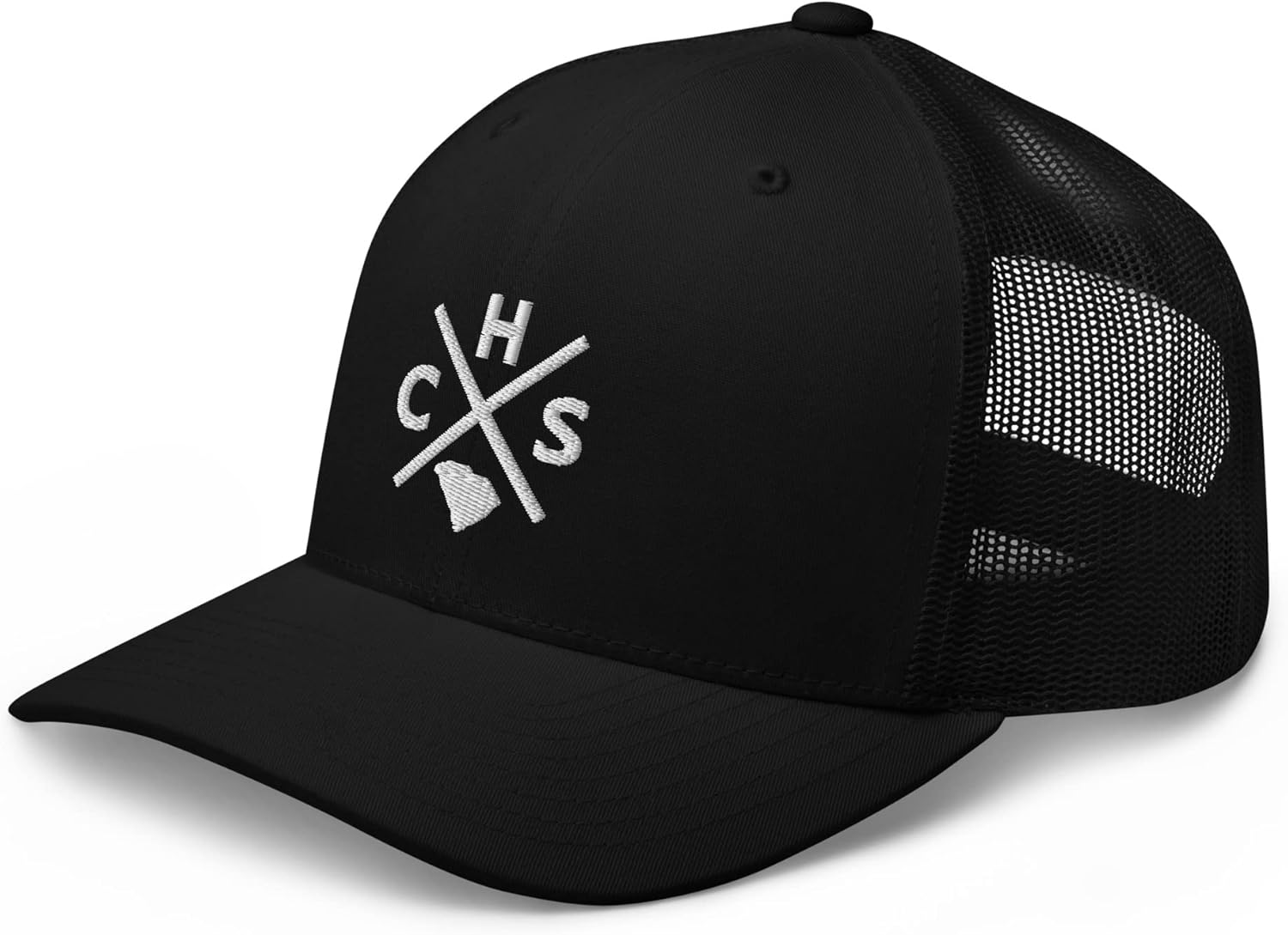 Retro Charleston Trucker Hat Mesh CHS Emblem Trucker Cap Black One Size ...