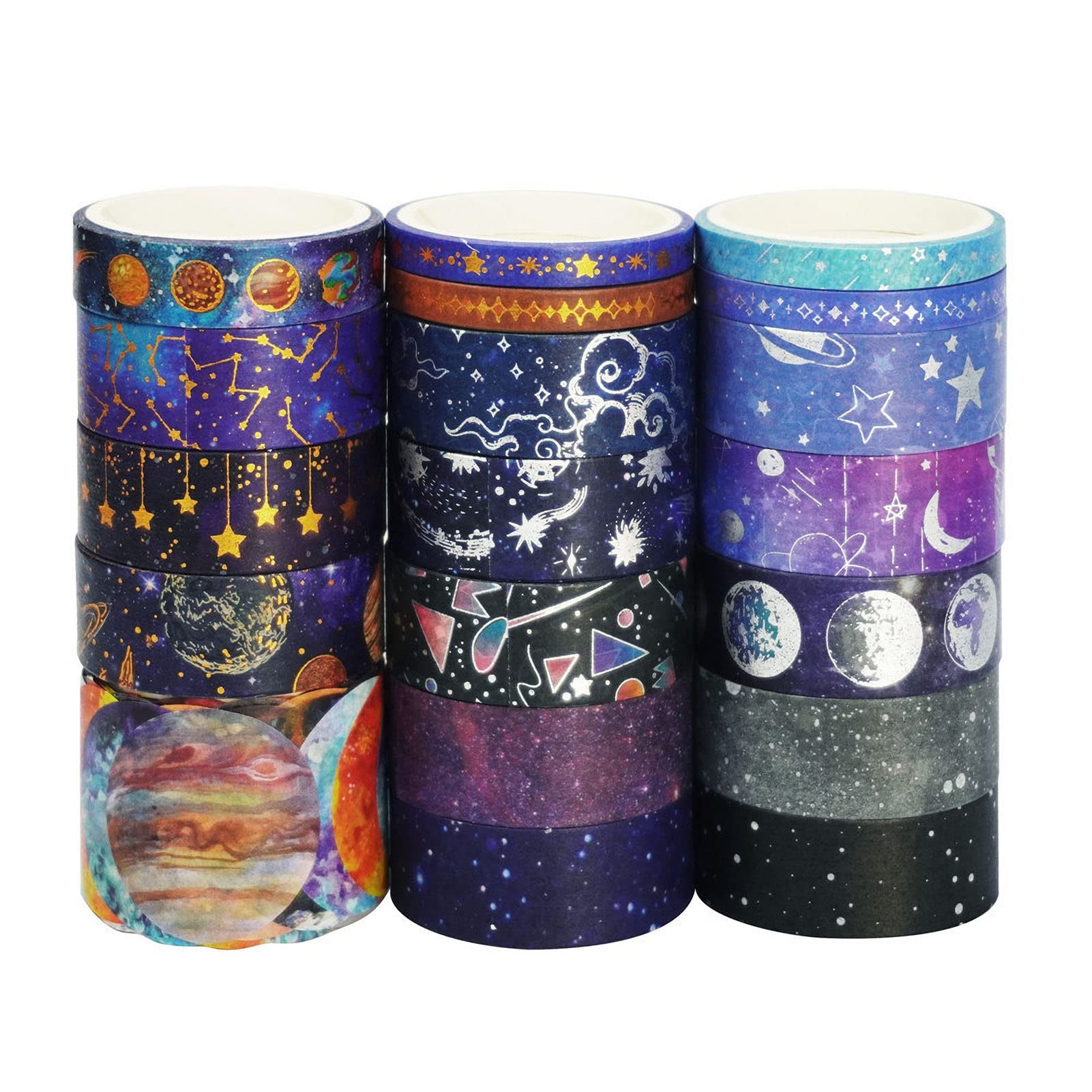 Grekywin 19 Rolls Washi Tape Set,29/15/10/5 mm Wide, Astronomy Planet ...