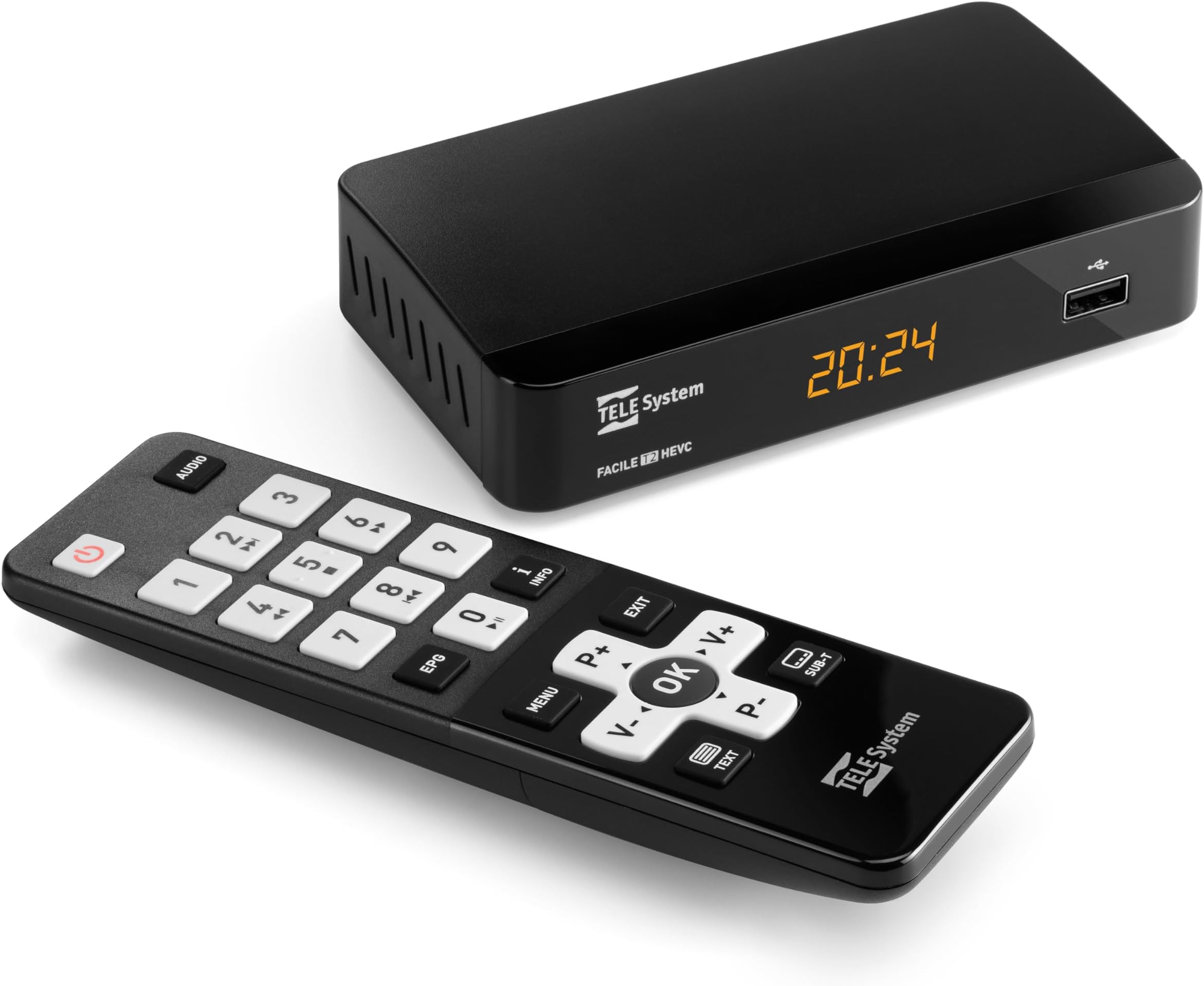 TELE System Decoder Digitale Terrestre FACILE - Tuner DVB-T2 HEVC a 10 bit, Lettore Multimediale ...