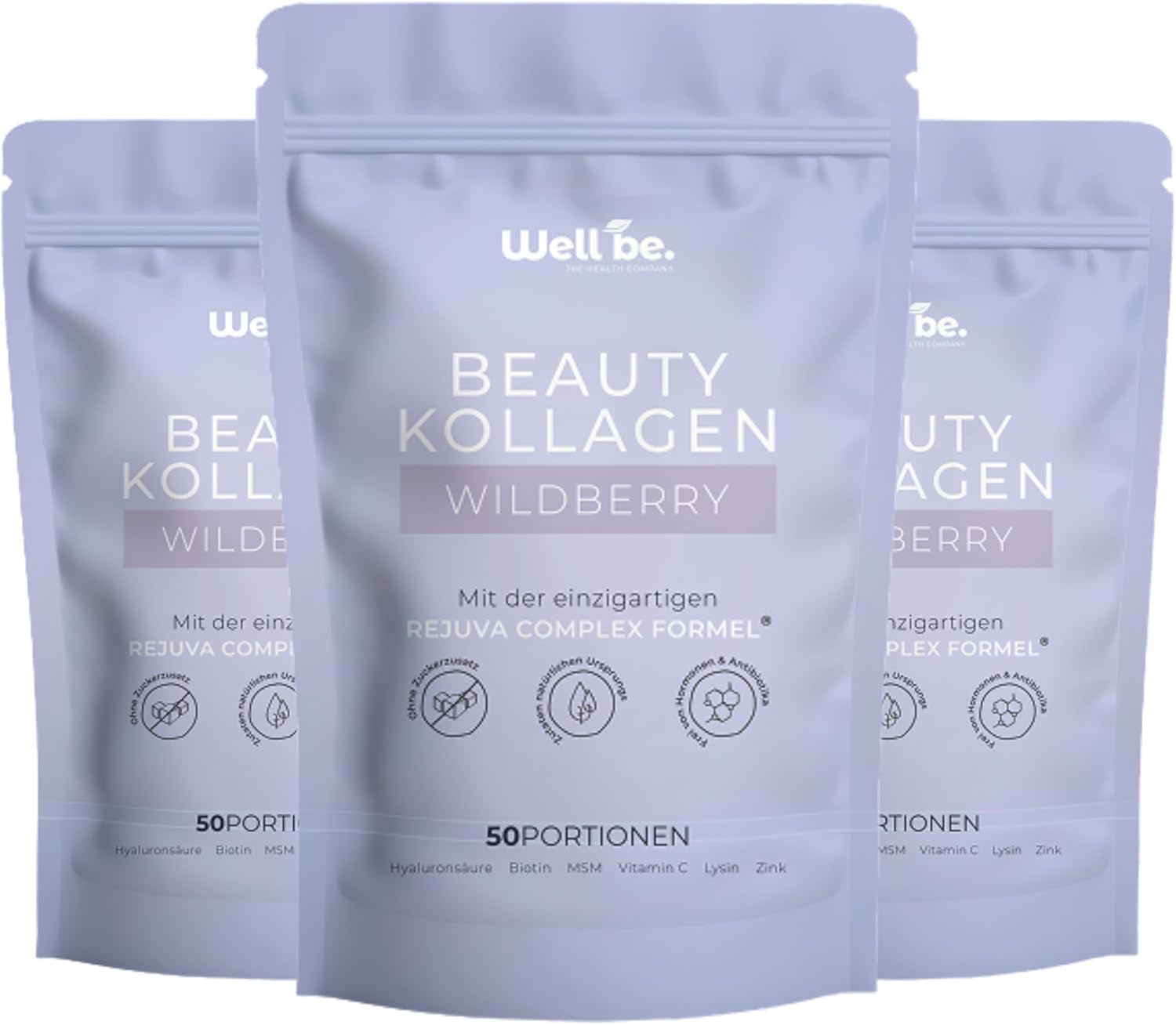 Wellbe Kollagen Pulver Wildberry - hochdosiert mit maximal bioaktivem Kollagen Hydrolysat ...