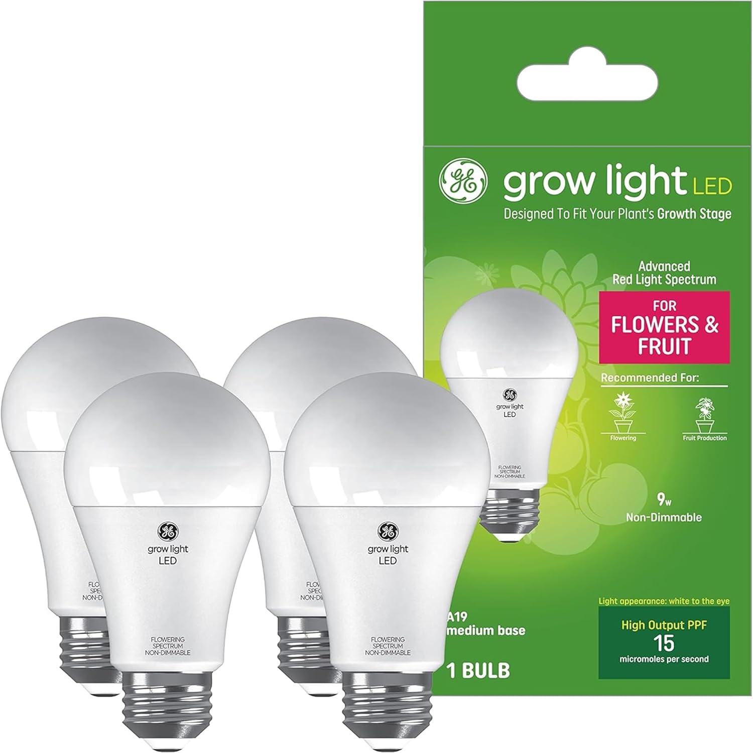 Amazon.com: GE Grow Lights for Indoor Plants, A19 LED Light Bulbs for ...
