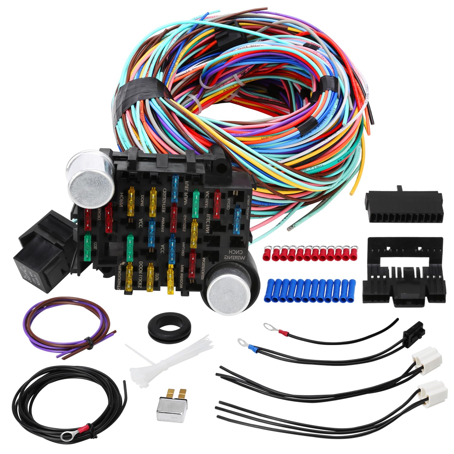 Amazon.com: ROADGIVE 21 Circuit 17 Fuses Wiring Harness Kit, Universal ...