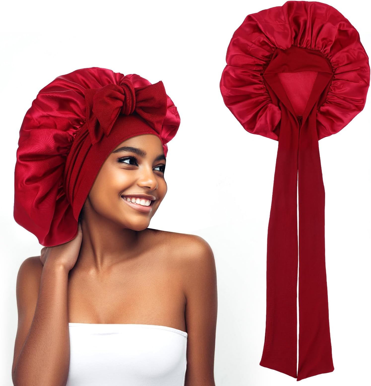 Amazon.com : Silk Bonnet Satin Bonnet for Sleeping Curly Hair Cover ...
