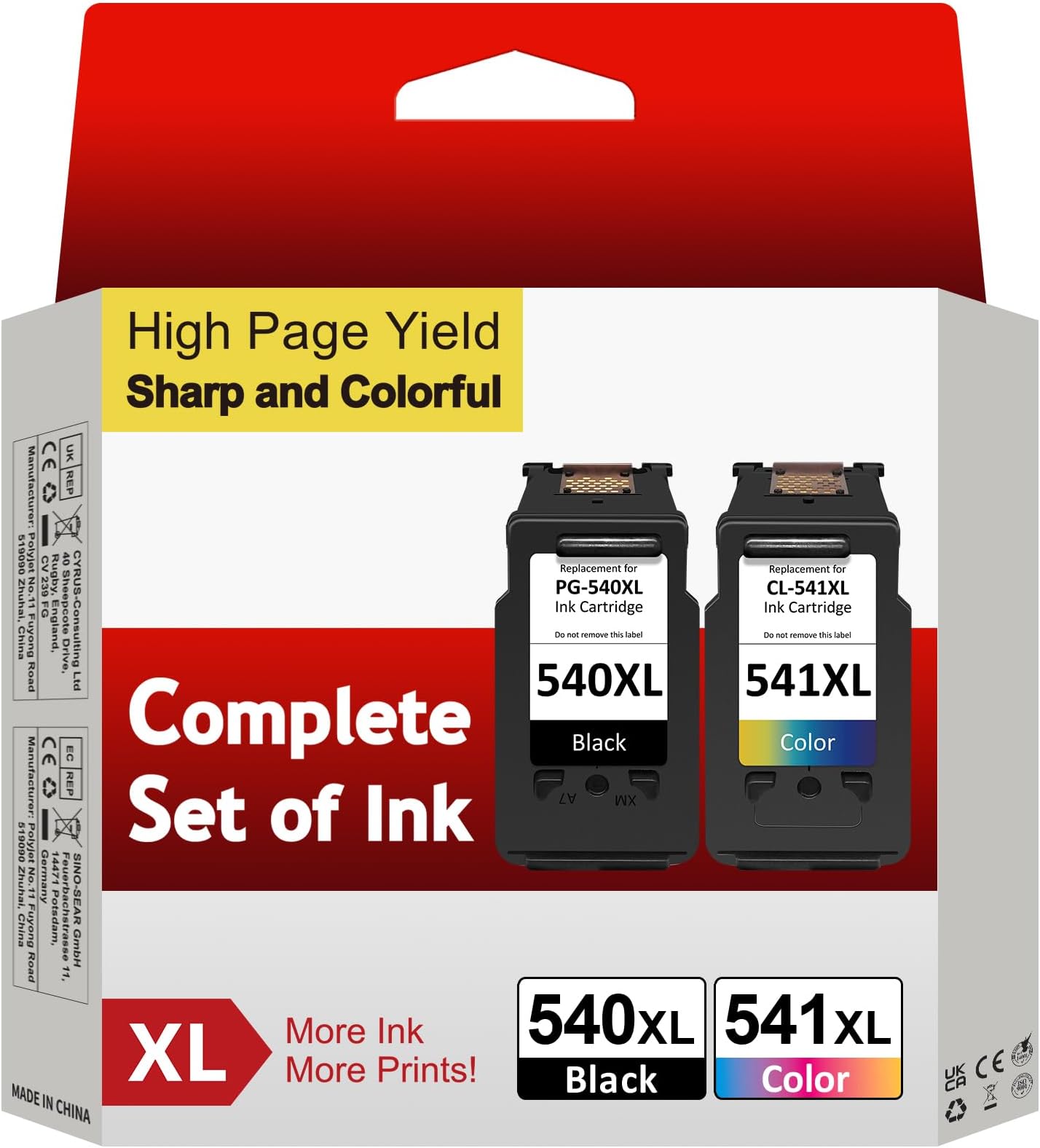 INKYEAH 540 and 541 Ink Cartridges XL, PG-540 / CL-541 XL Ink ...
