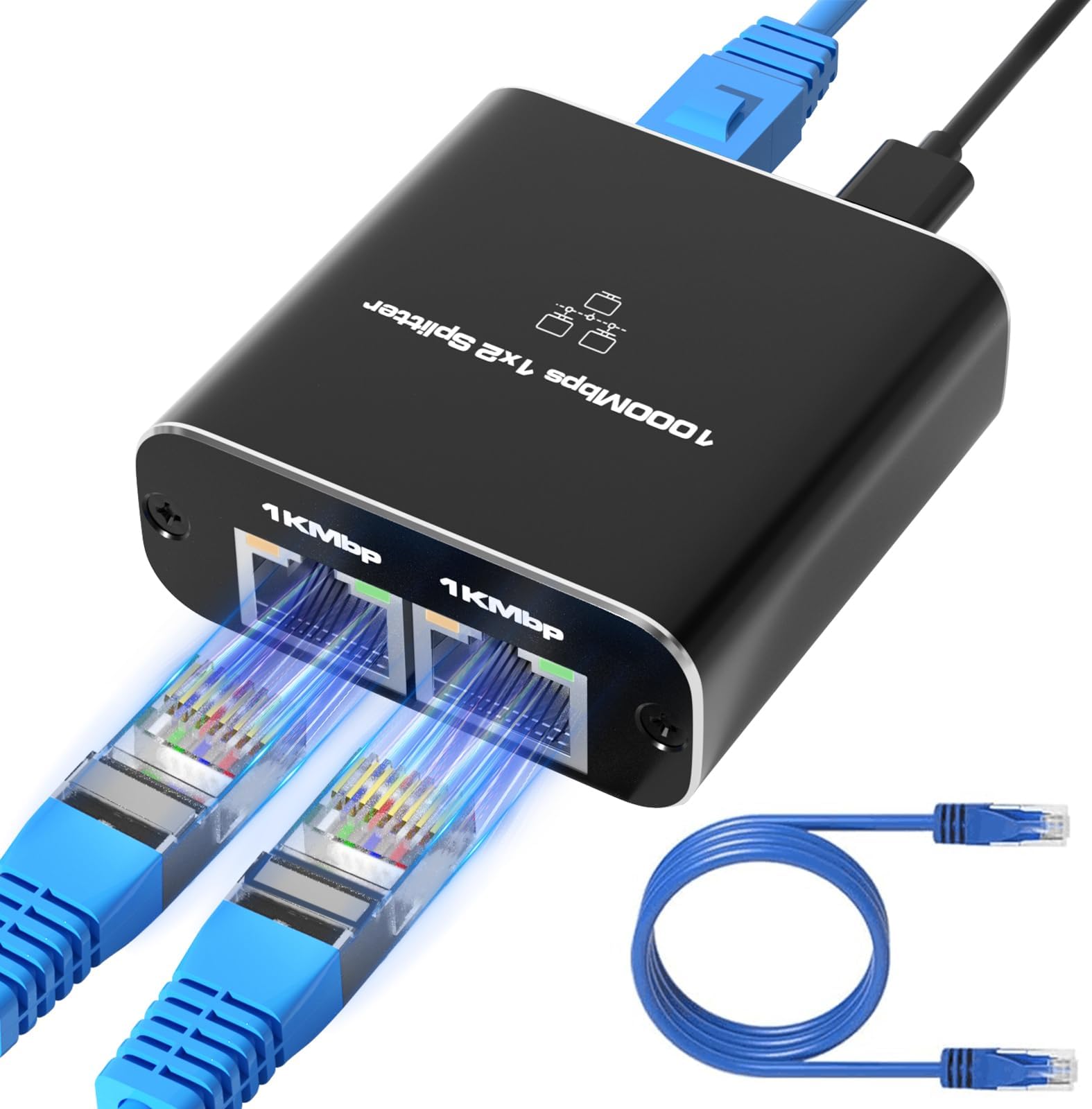 Amazon.com: Ethernet Splitter 1 to 2,Gigabit Ethernet Splitter 1000Mbps ...