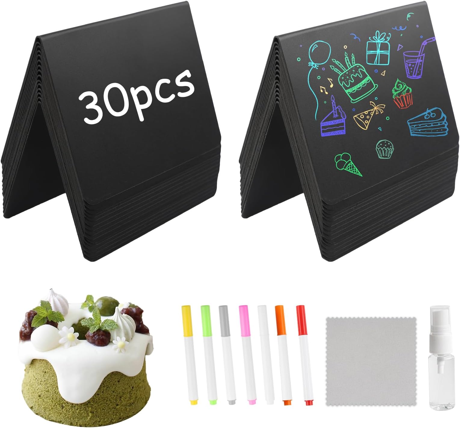 QINGYIWL30pcs Mini Chalkboard Signs for Food Set 10 x 7.5 cm ...