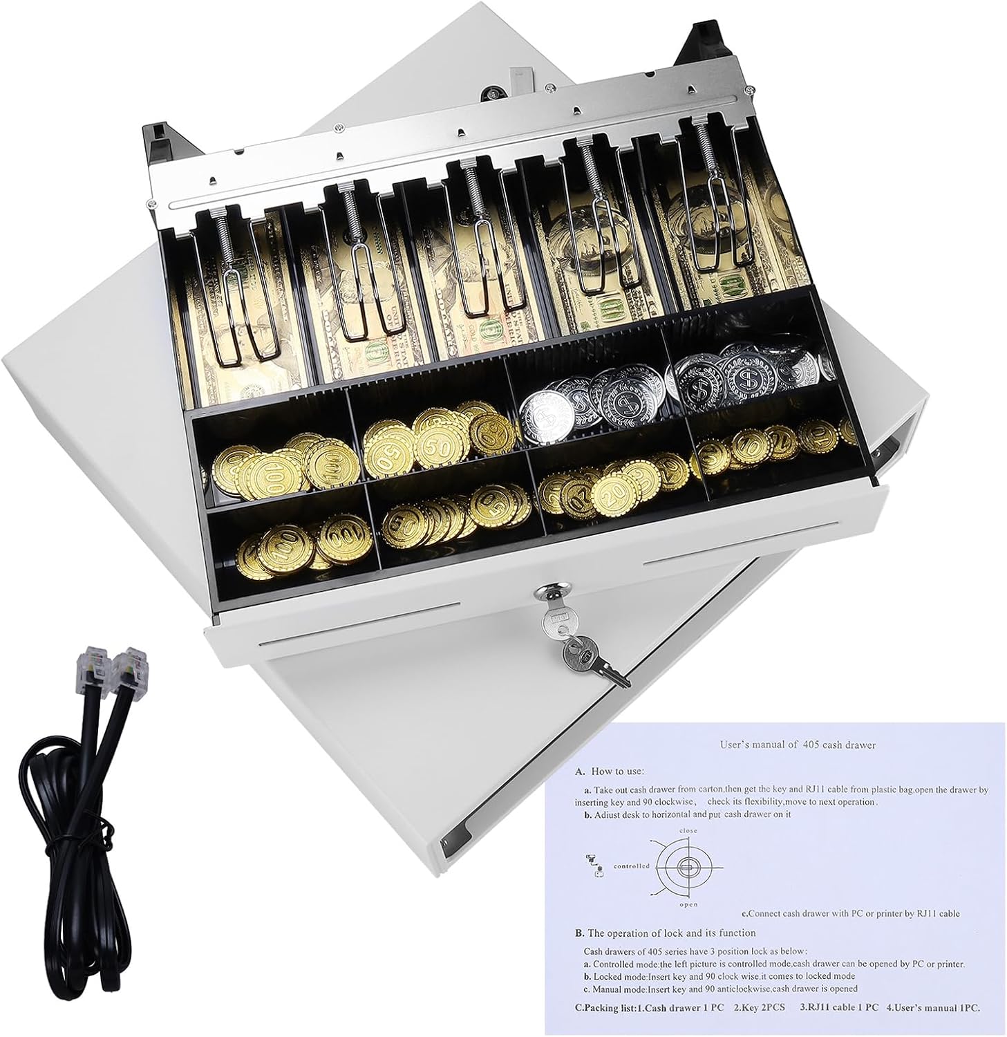 Amazon.com: HOMOKUS 16" Cash Register Drawer,POS Cash Drawer with ...