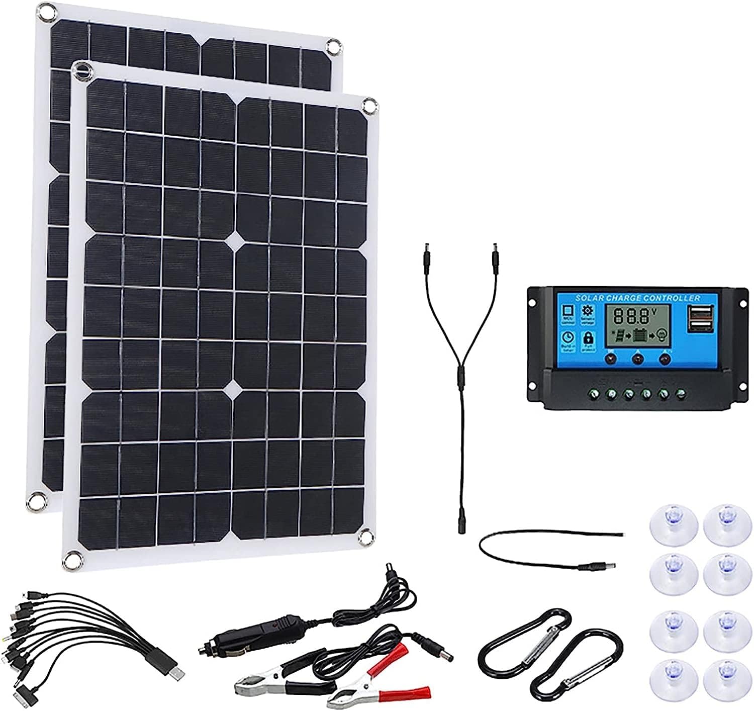 Amazon.com: Solar Panels 80W Flexible Solar Panel Kit 2 Pieces 40W Semi ...