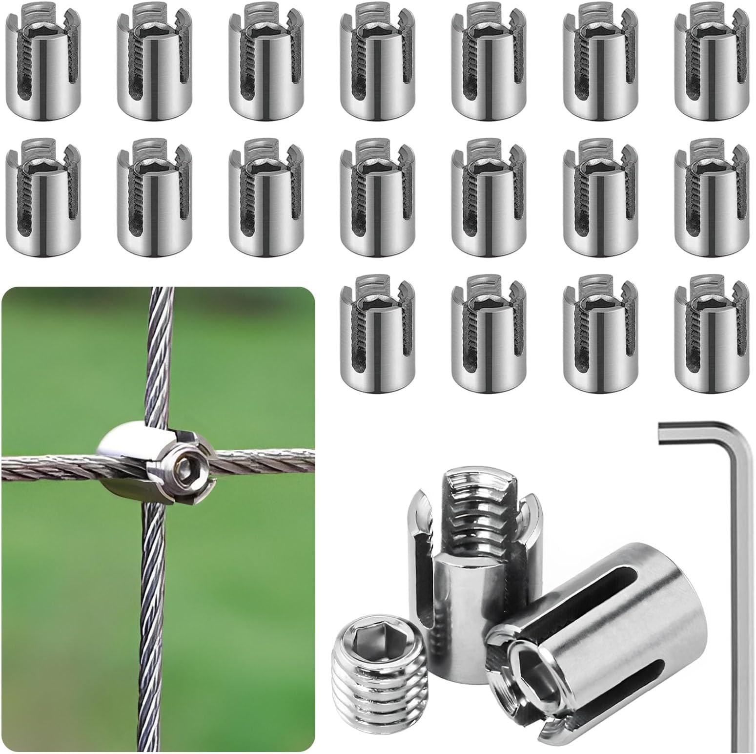 Amazon.com : Acemaker 20PCS Cross Cable Clamps, T316 Stainless Steel ...