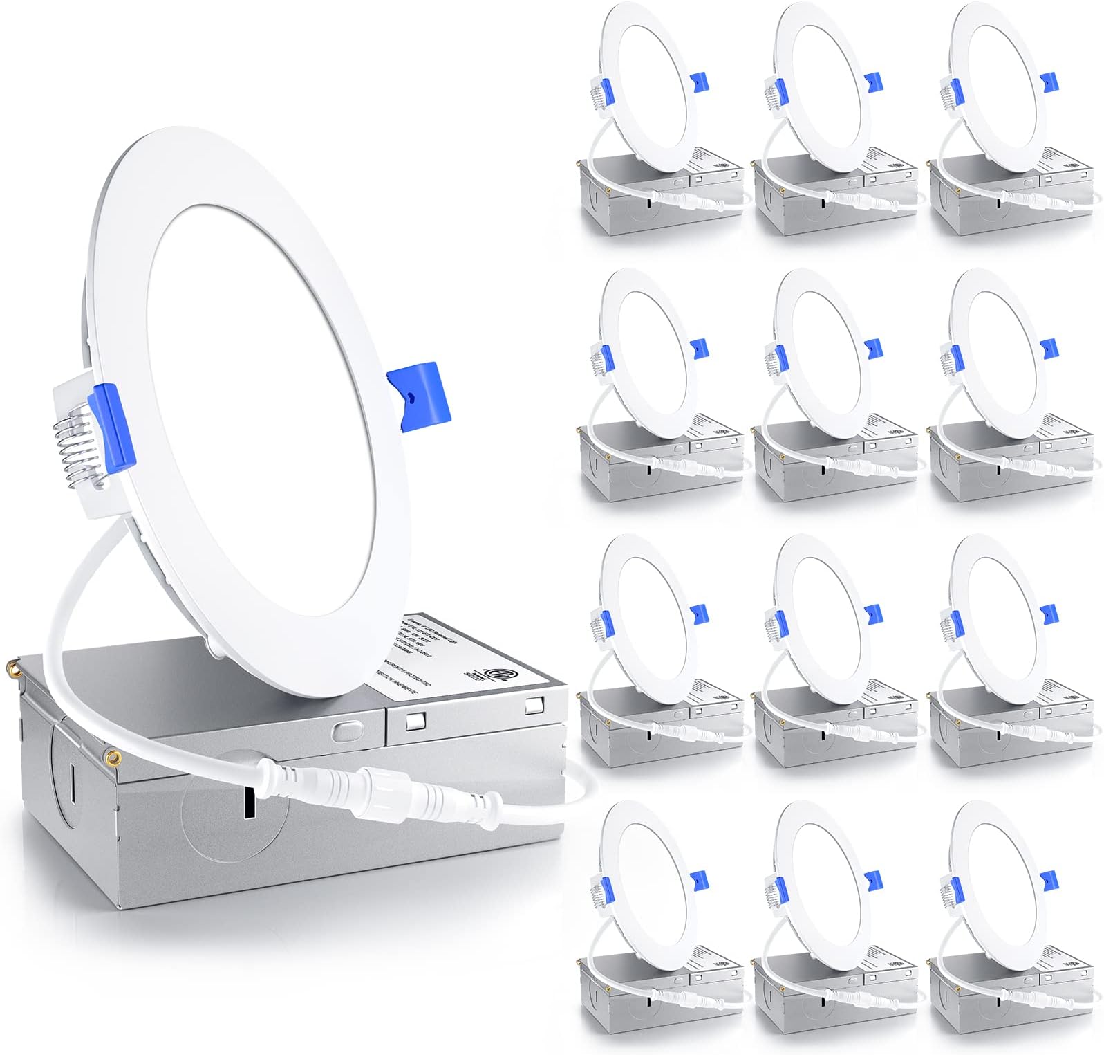 Ensenior 12 Pack 4 Inch LED Recessed Light, Dimmable, 6000K Clear White ...