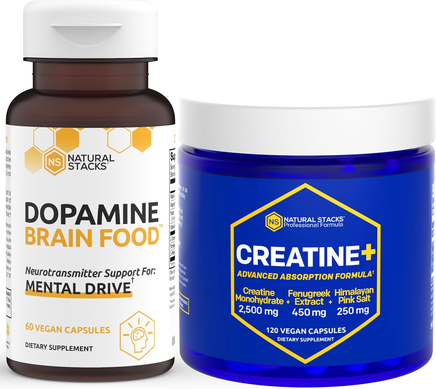 Amazon.com: NATURAL STACKS Dopamine Brain Food & Creatine Monohydrate ...
