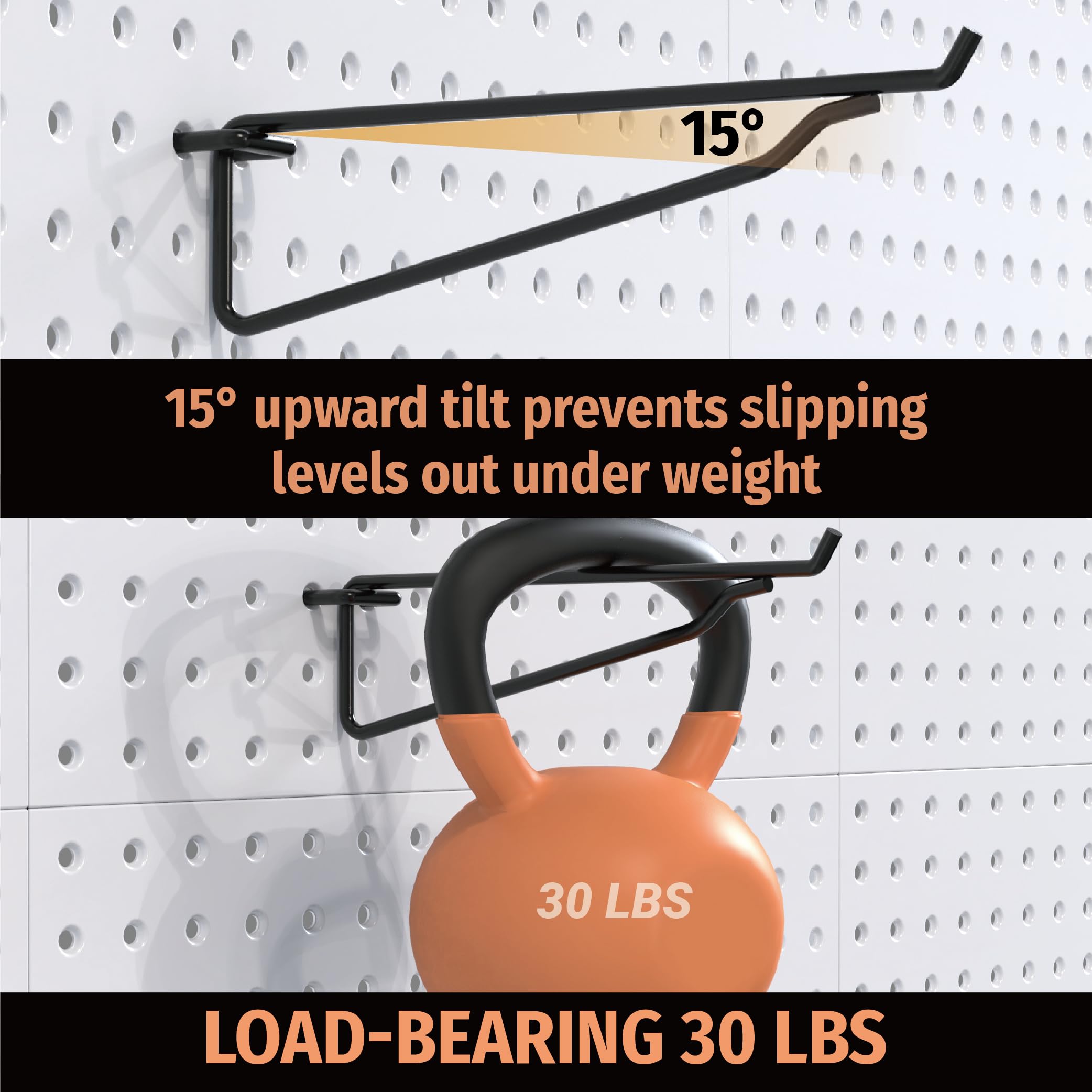 Snapklik.com : Black Pegboard Shelf Brackets 8PC, 8 Inch Peg Board ...