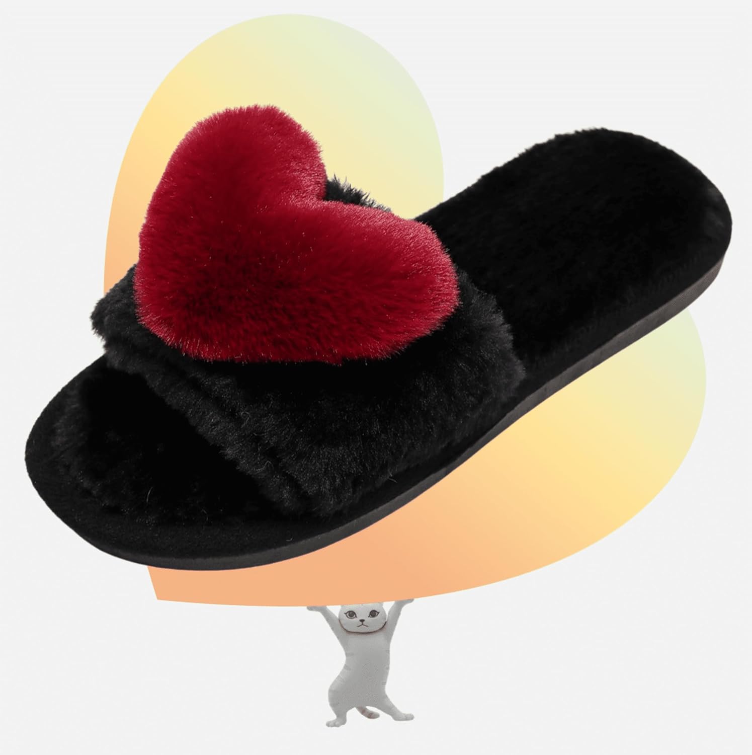 Crazy Lady Women's LOVE Slippers Fuzzy Fluffy Memory Foam House Shoes ...