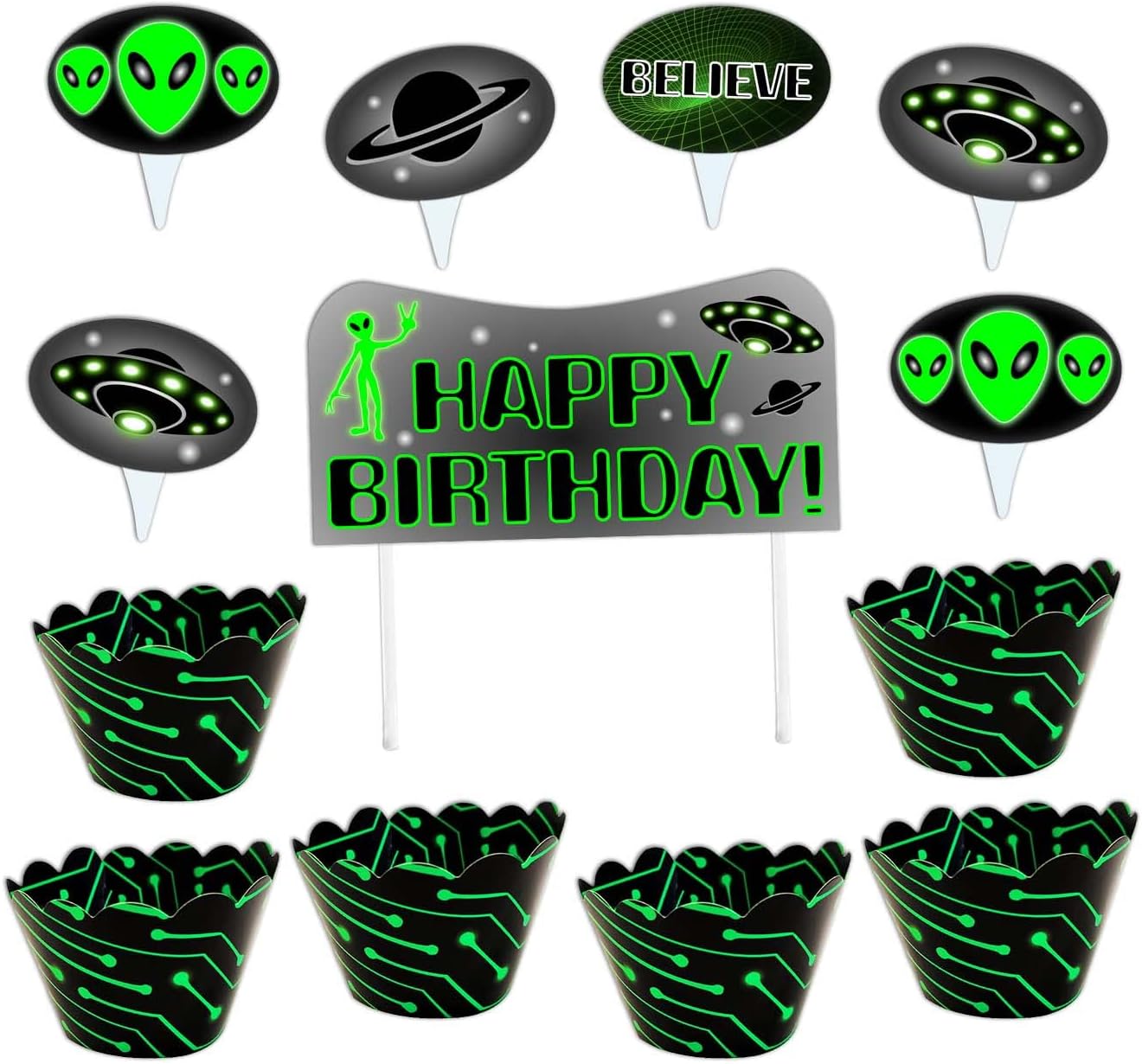 Amazon.com: Gypsy Jade's Aliens Birthday Party Supplies - 24 Outer ...