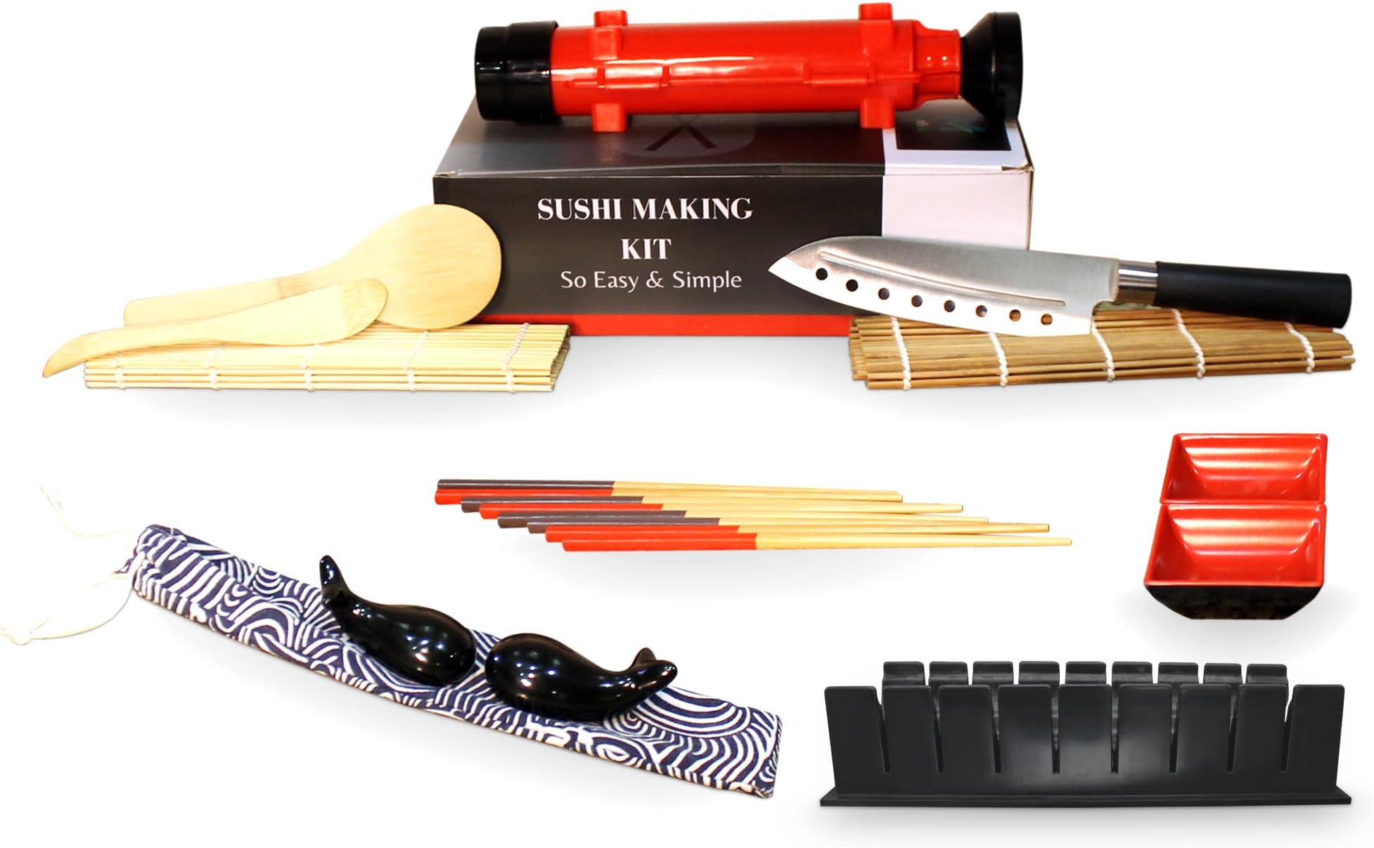 Amazon.com | MATFILLS Deluxe Sushi Making Kit - 16 Piece Set - Bamboo ...