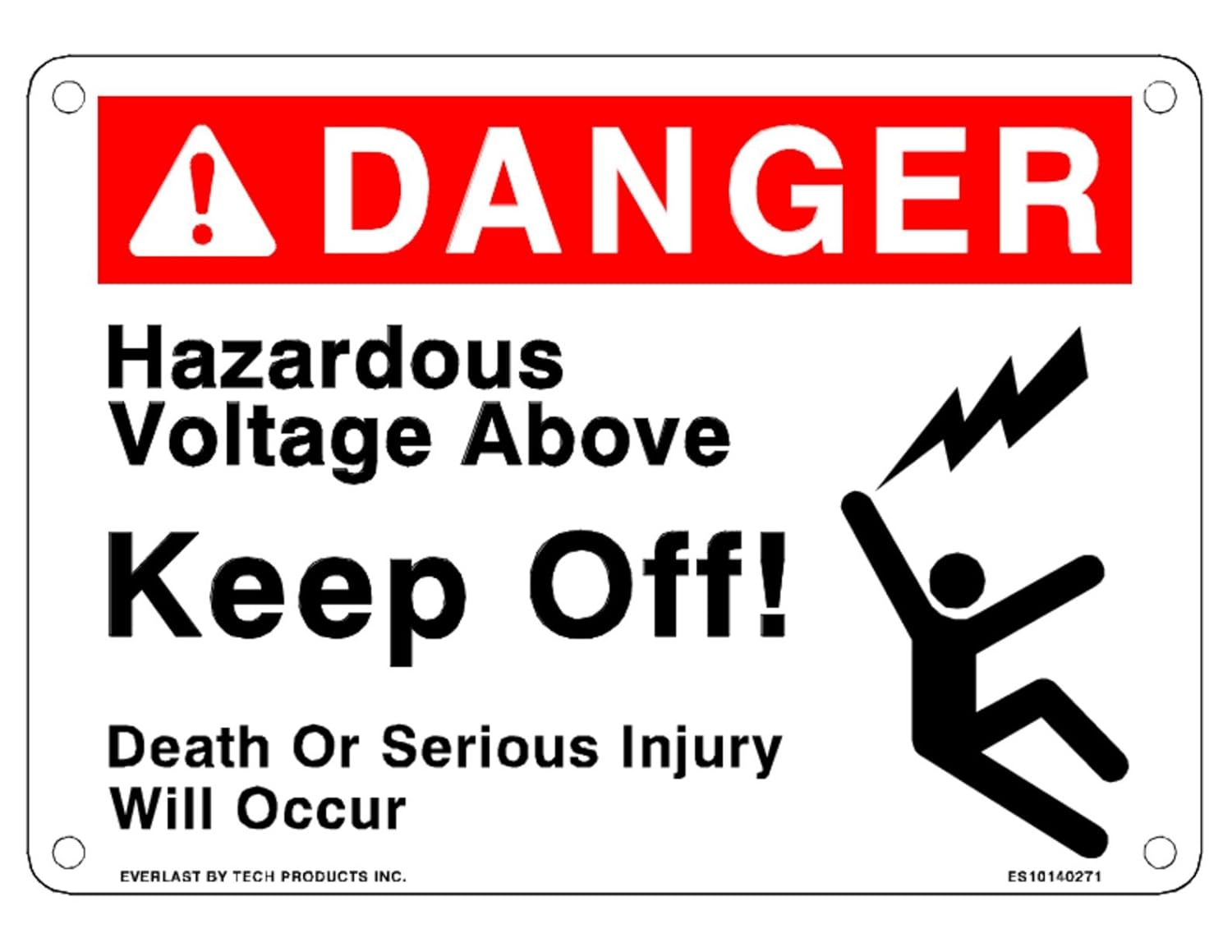 Amazon.com: Everlast Sign, 10x14 in, Danger,Hazardous Voltage Above ...