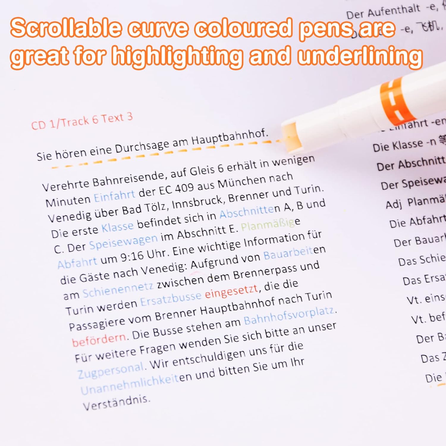 Curve highlighter set, 8 colour double-ended highlighter Set, colourful fineliners with 7 ...