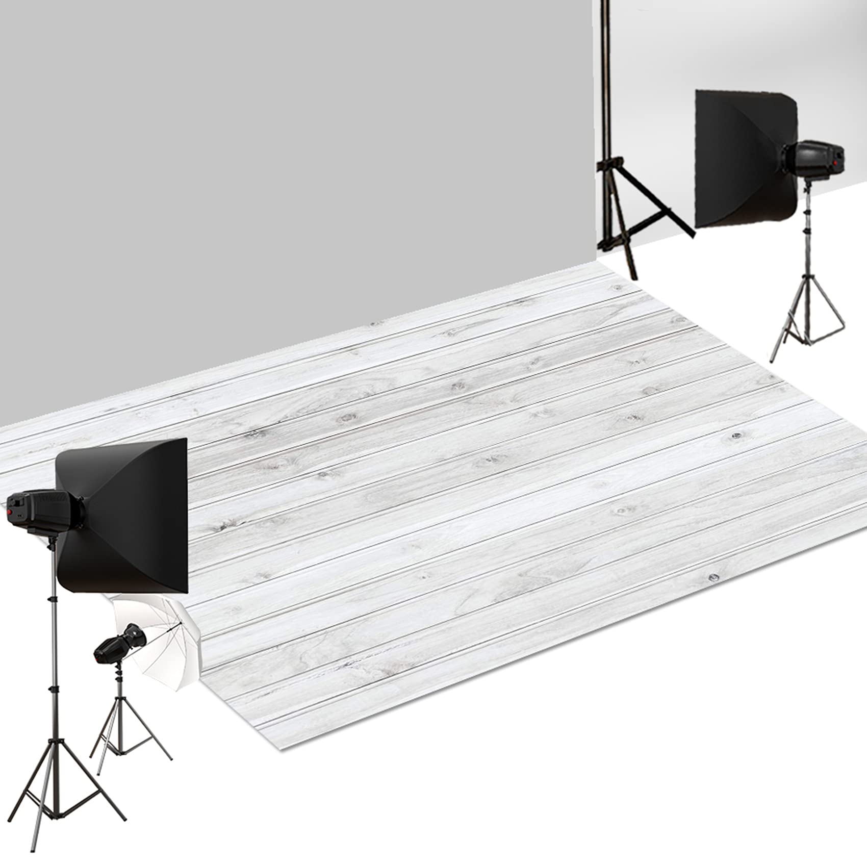 Kate 5x4ft Photo Floor Mat Grey White Wood Photography Rubber Floor Mat ...