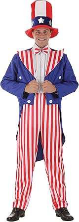 Amazon.com: Men's Deluxe Uncle Sam Costume for Adults, Patriotic Suite ...