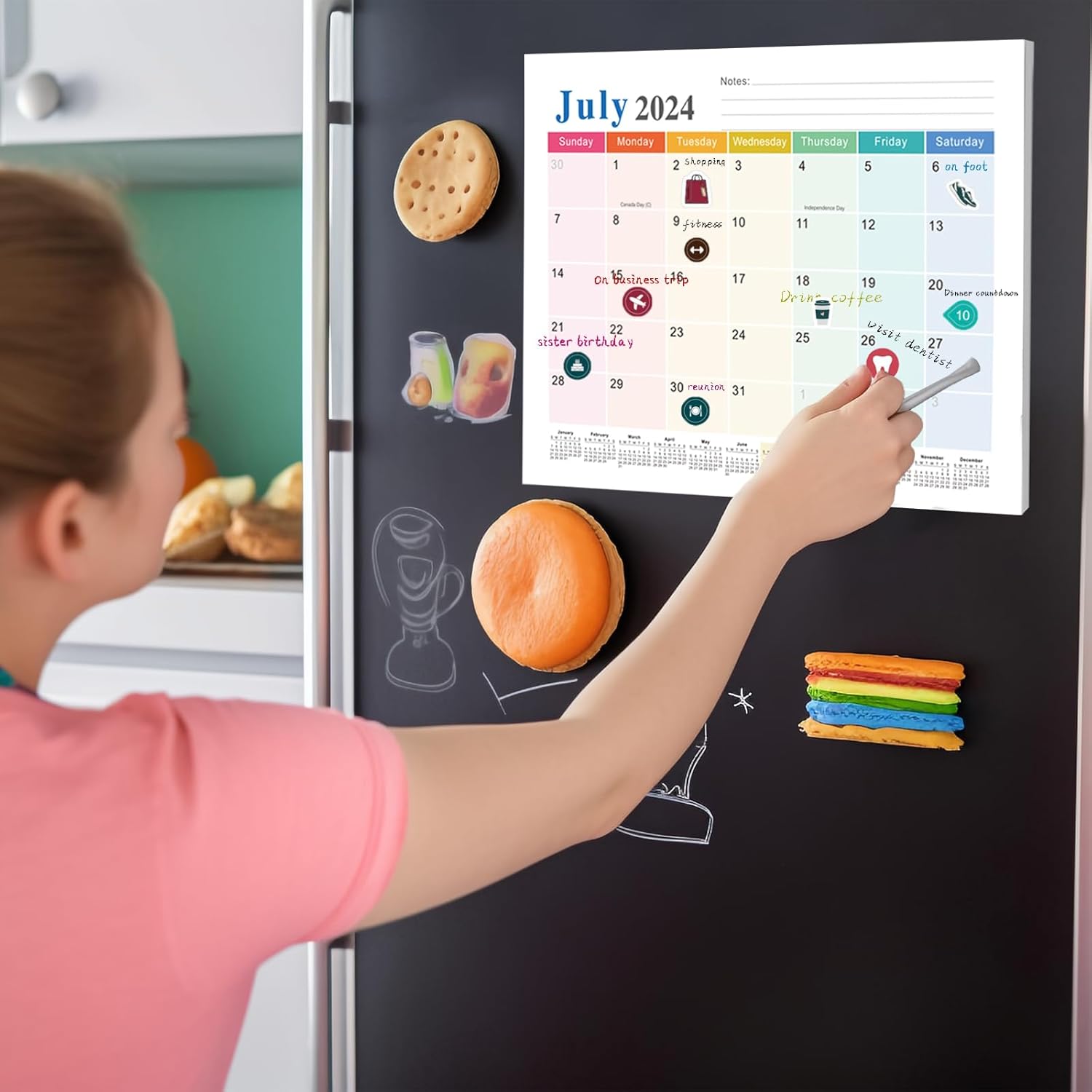 2024-2025 Magnetic Calendar for Refrigerator, 18 Monthly from July 2024 ...