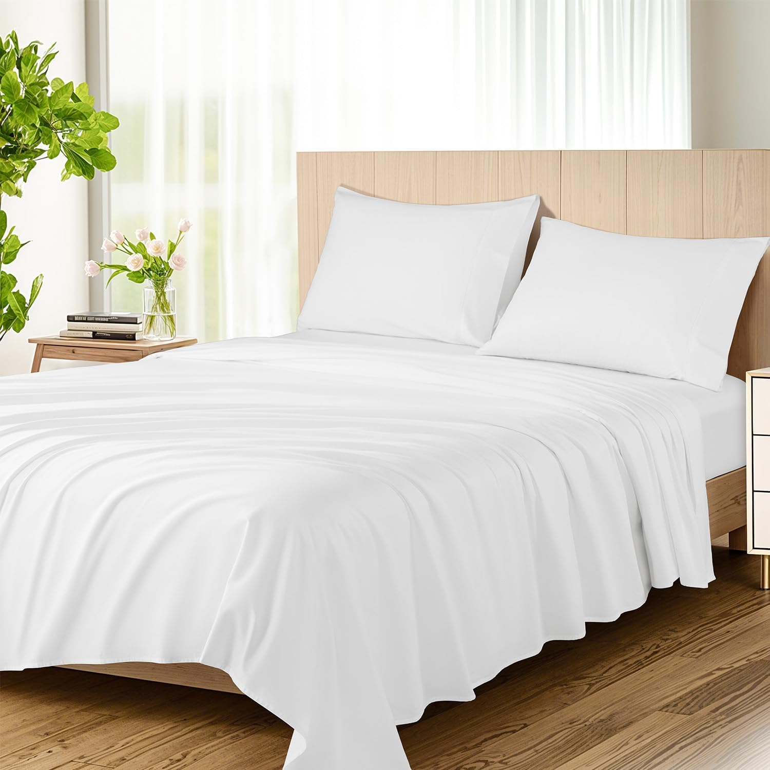 Amazon.com: SAKIAO 1200 Thread Count Cotton Sheets, 100% Egyptian ...