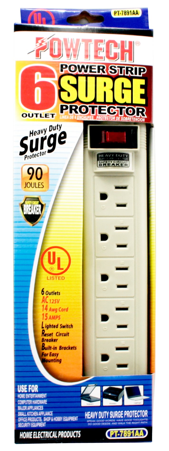 6 Outlet Surge Protector New 6-Outlet Surge Protector Power Strip With ...