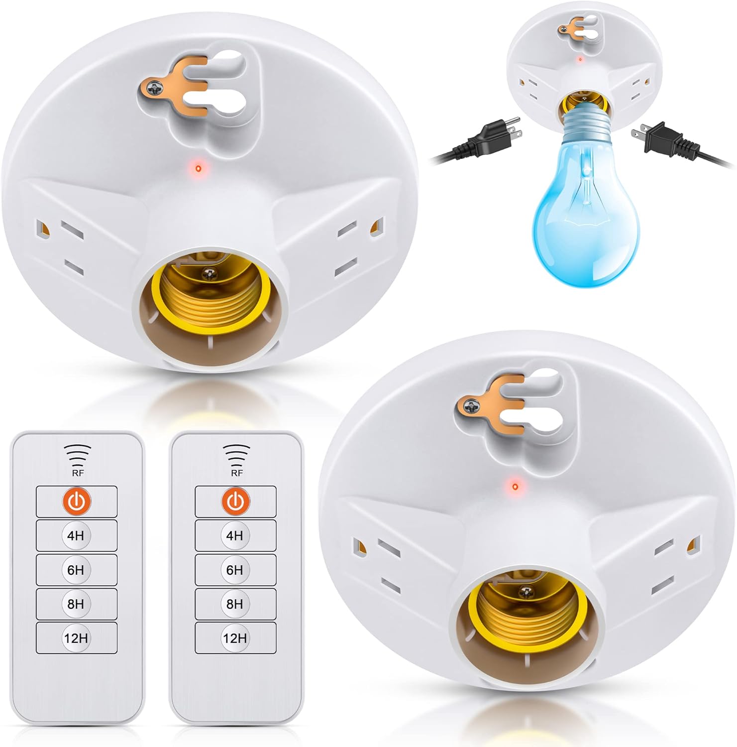 Ceoighe 2 Pack Upgraded Remote Control Plastic Light Fixture with 2 ...